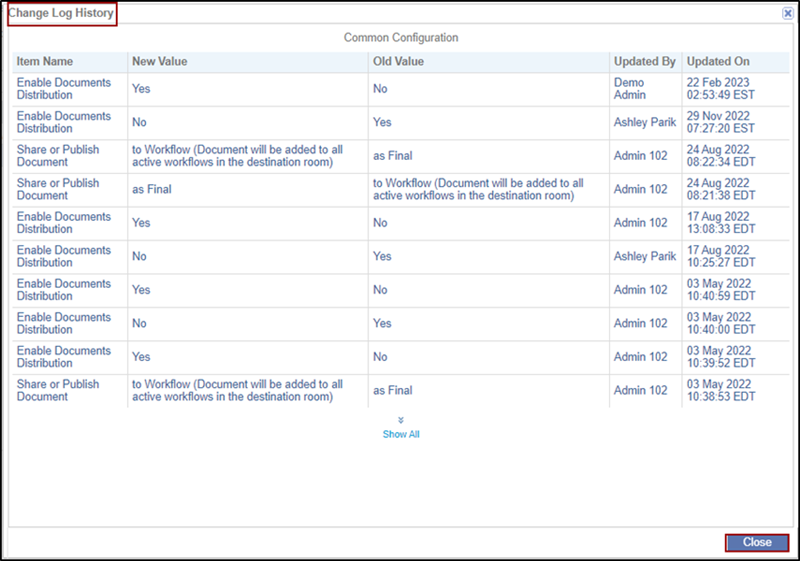 Documents Distribution Settings